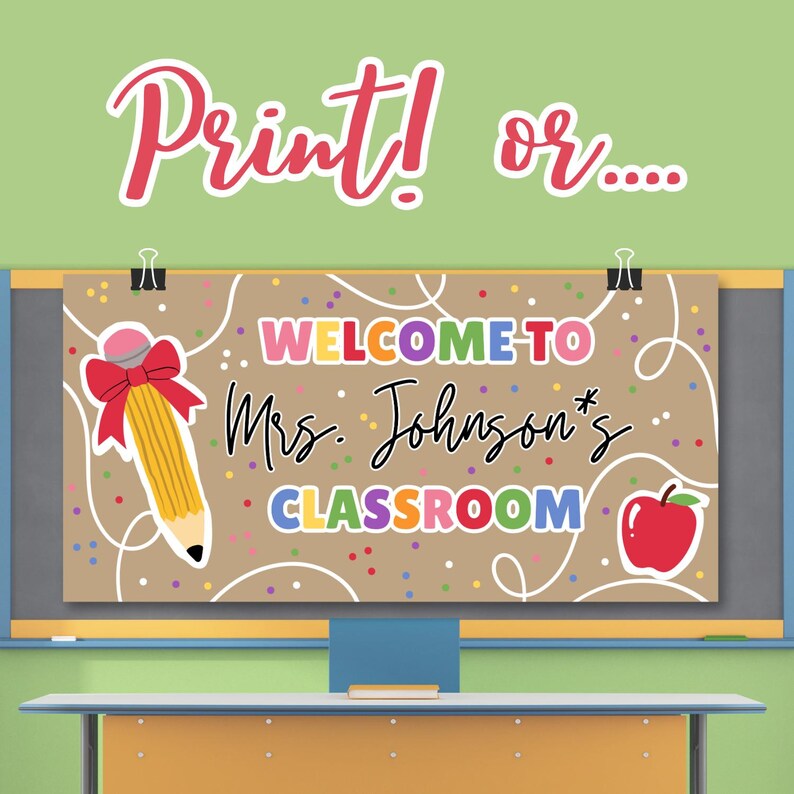 Editable Welcome Classroom Teacher Banner Template | Customizable Back ...