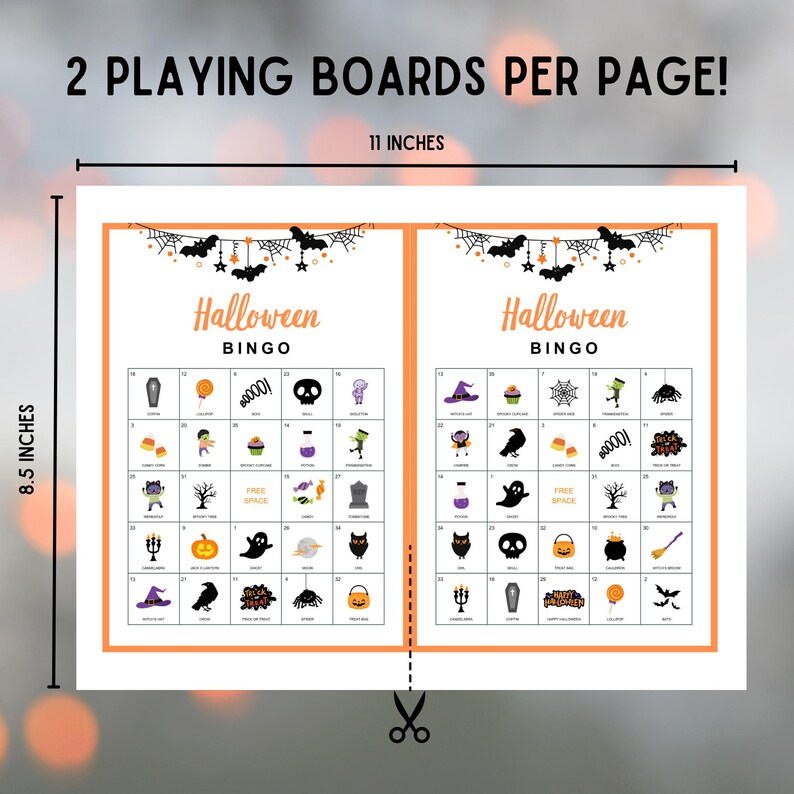 Halloween Bingo Game: 30 Unique Boards, Printable Party Activity ...