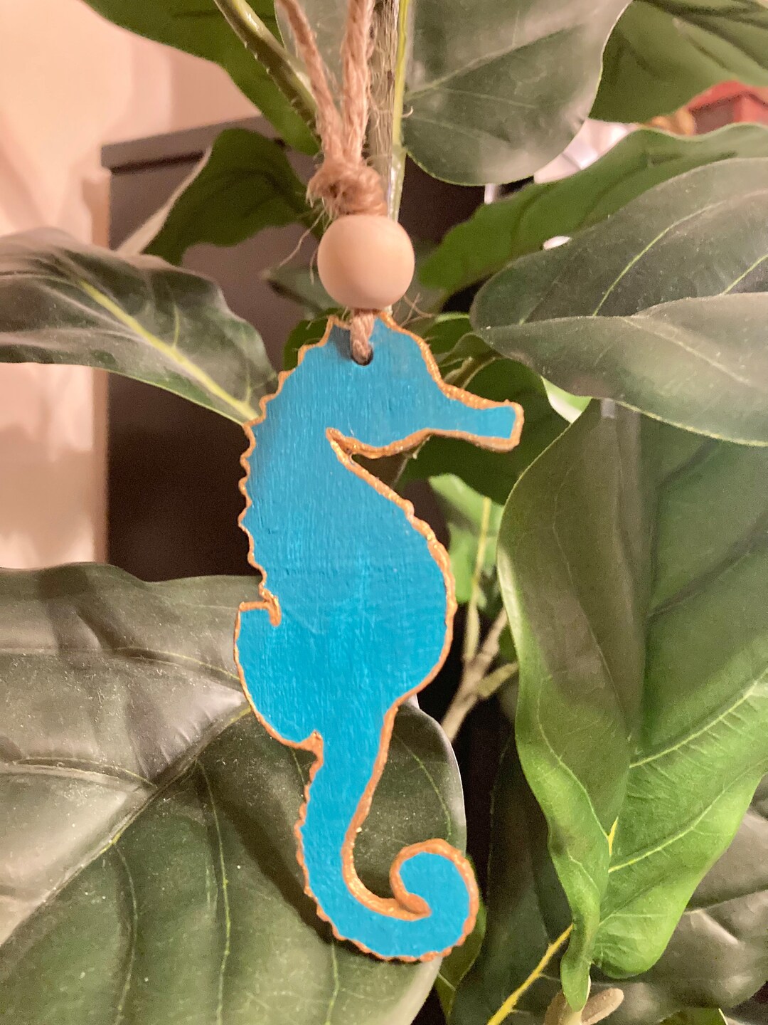 Blue Seahorse Ornaments Wooden Handmade Unique Gifts Housewarming ...
