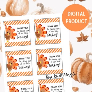 Thanks for All You Do for Our Little Turkey, Thanksgiving Gift Tag ...
