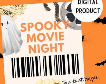 Printable Spooky Movie Night Tickets, Halloween Movie Night, Halloween ...