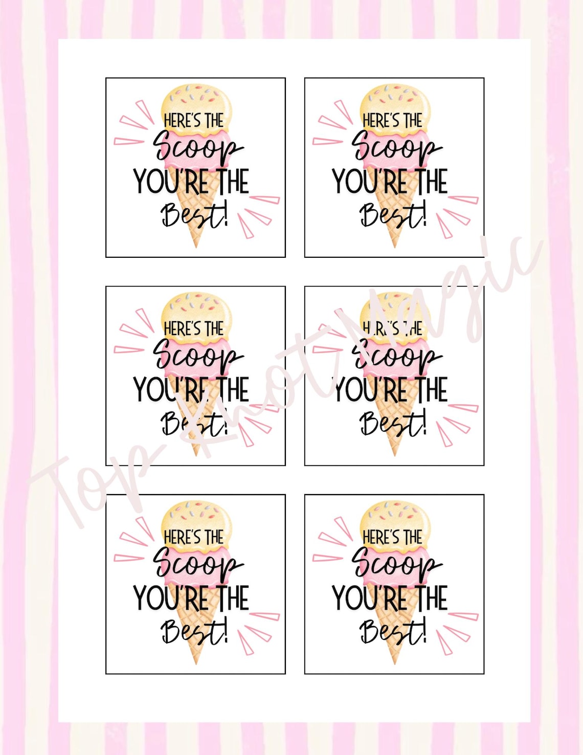 Summer Teacher Appreciation Gift Tag, Here's the Scoop, You're the Best ...