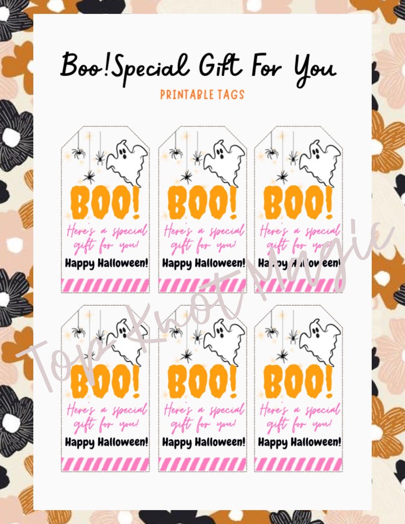 Printable Boo Here's a Special Treat for You Gift Tag, Happy Halloween ...