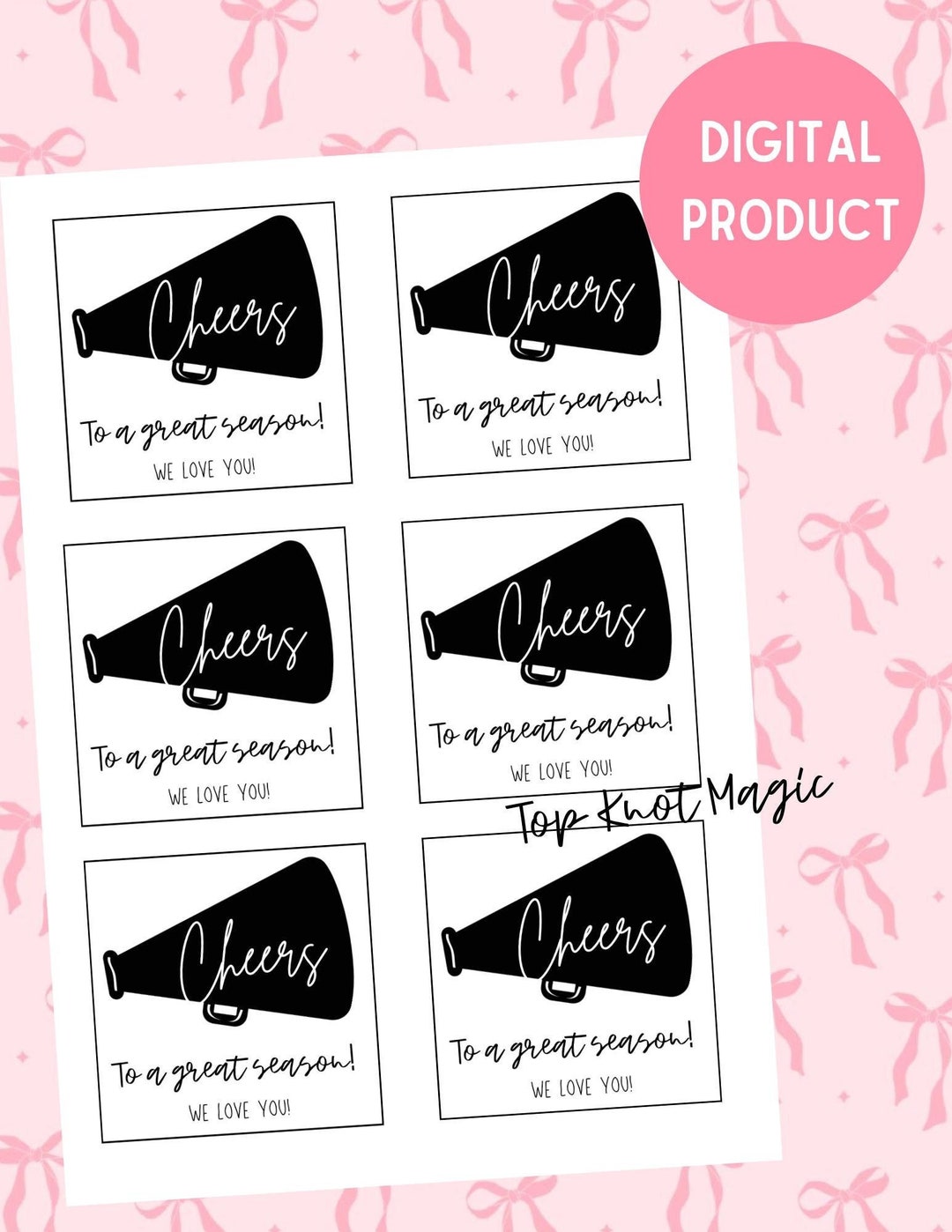 Cheerleading Tag Cheers to A Great Season, Cheer Team Treat Tag, End of ...