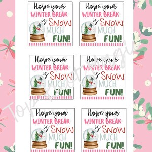 Hope Your Winter Break is Snow Much Fun Printable Gift Tag From Teacher ...