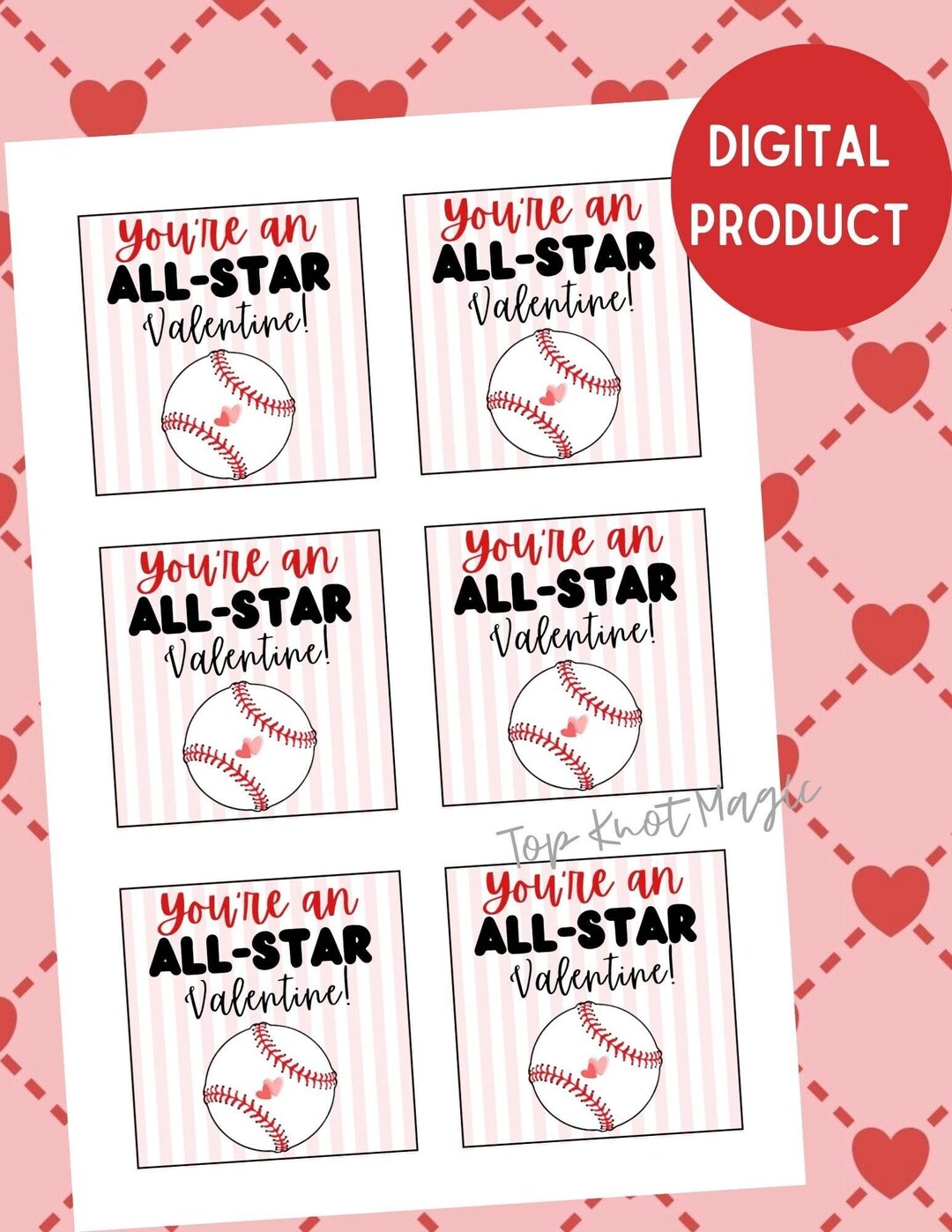 Printable You Are an All-star Baseball Valentine's Day Card, Kids ...