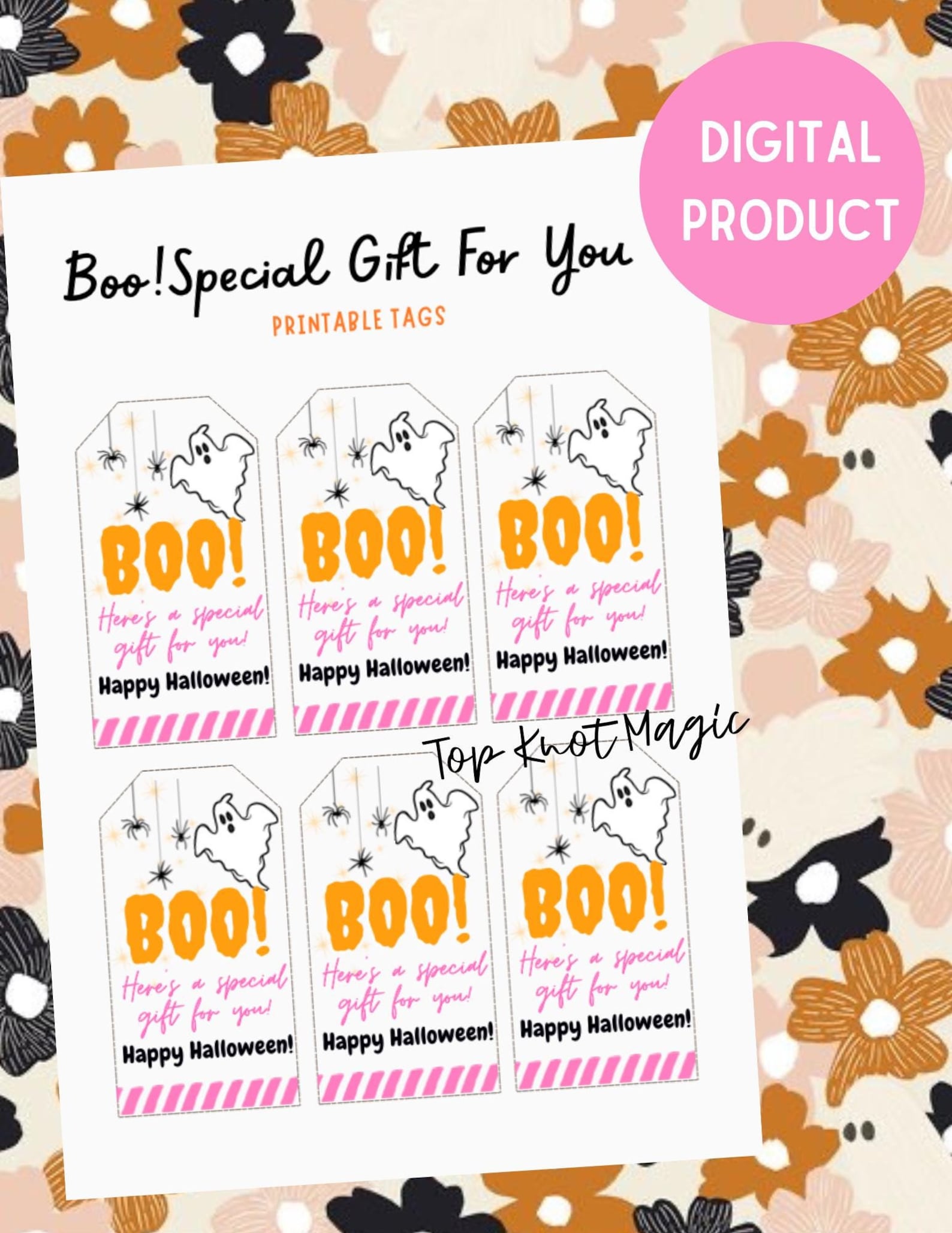 Printable Boo Here's a Special Treat for You Gift Tag, Happy Halloween ...