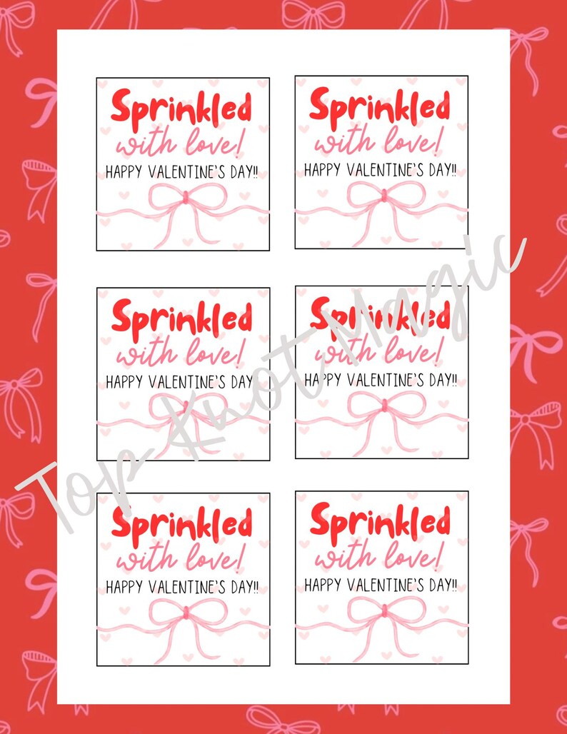 Valentine’s Day Gift Tag, Valentine Cards Sprinkled With Love Happy ...
