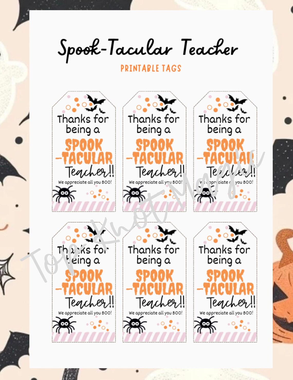 Printable Spooktacular Teacher Halloween Gift Tag, School Halloween ...