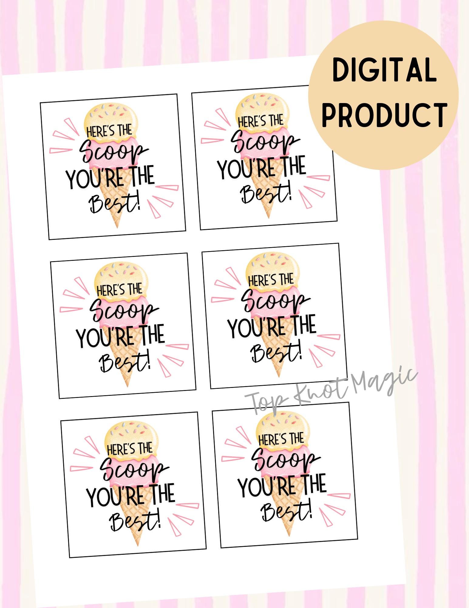 Summer Teacher Appreciation Gift Tag, Here's the Scoop, You're the Best ...