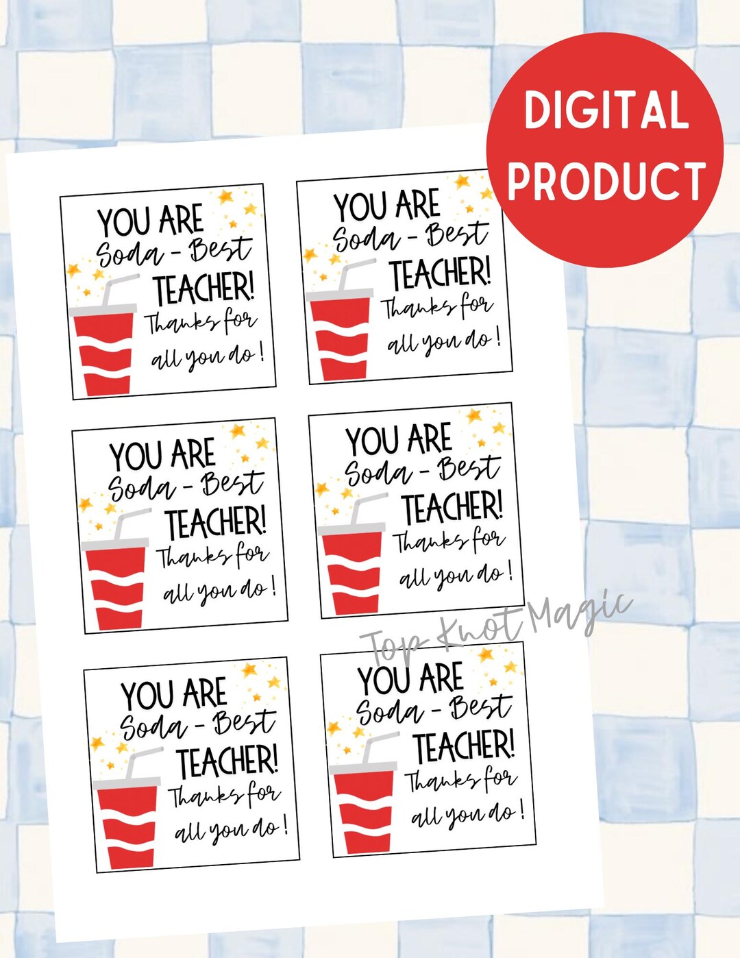 Printable You Are Soda Best Tag, Gifts for Teachers, Gift Idea for ...