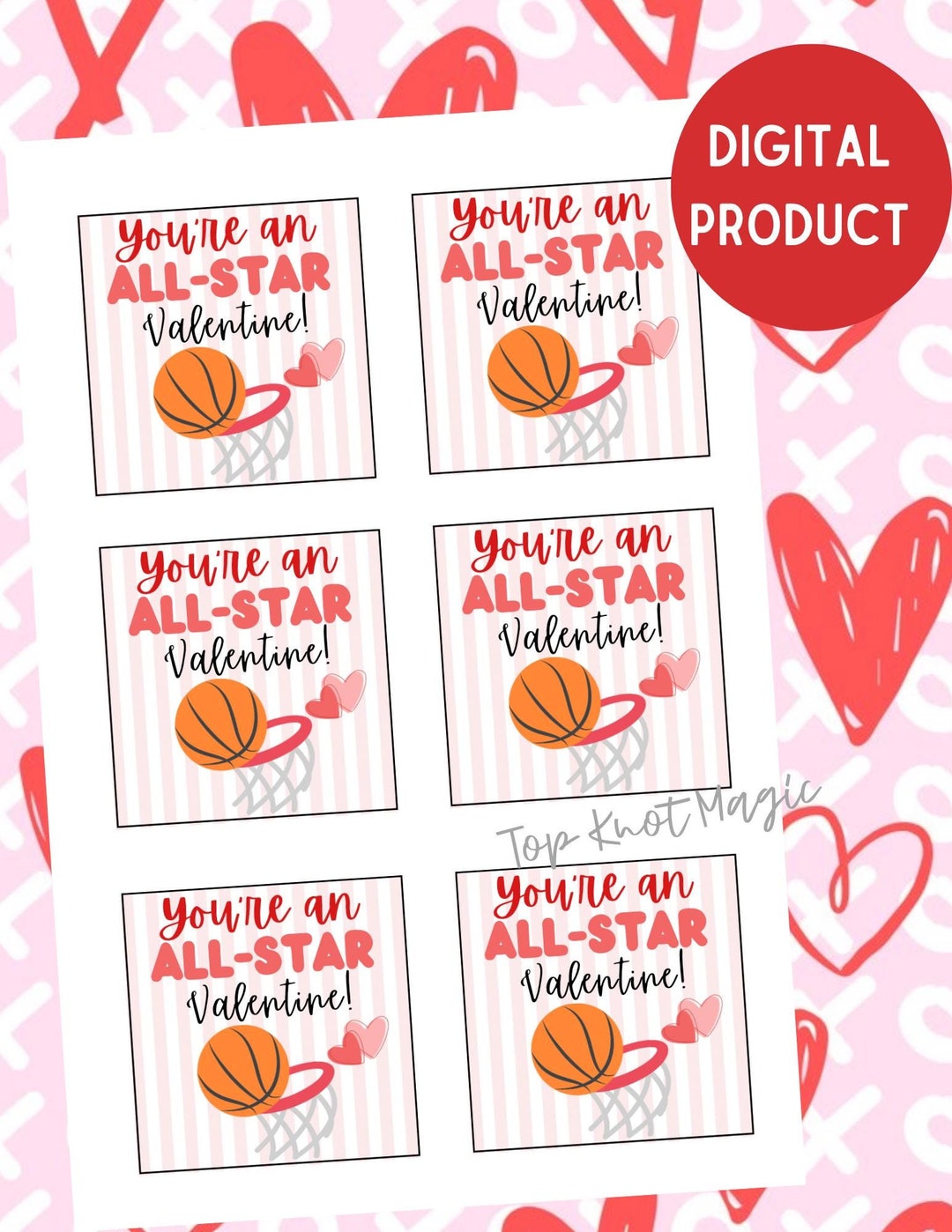 Printable You Are an All-star Basketball Valentine's Day Card, Kids ...
