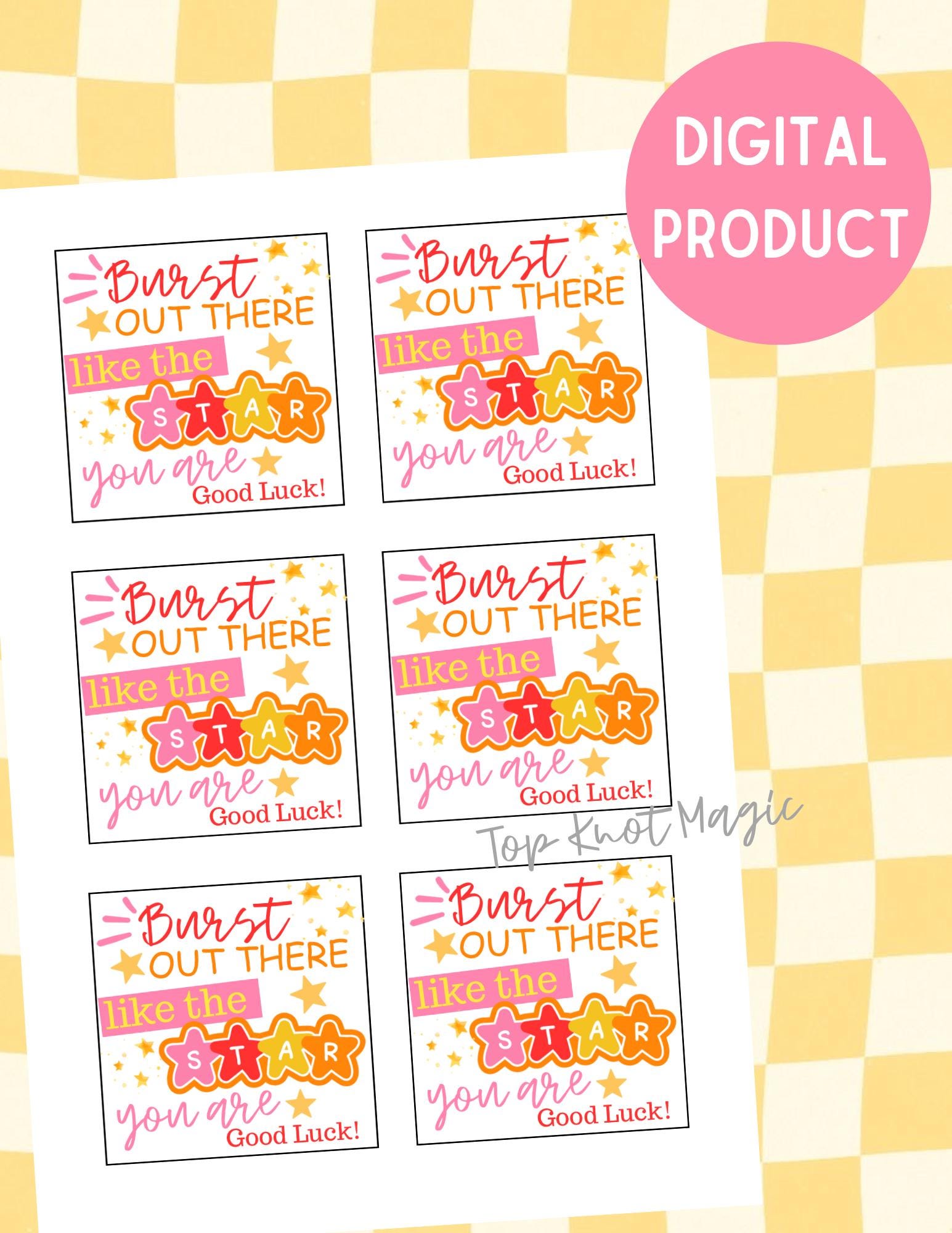 Cheer Star Printable Gift Tags Burst Out There Like the Star You Are ...