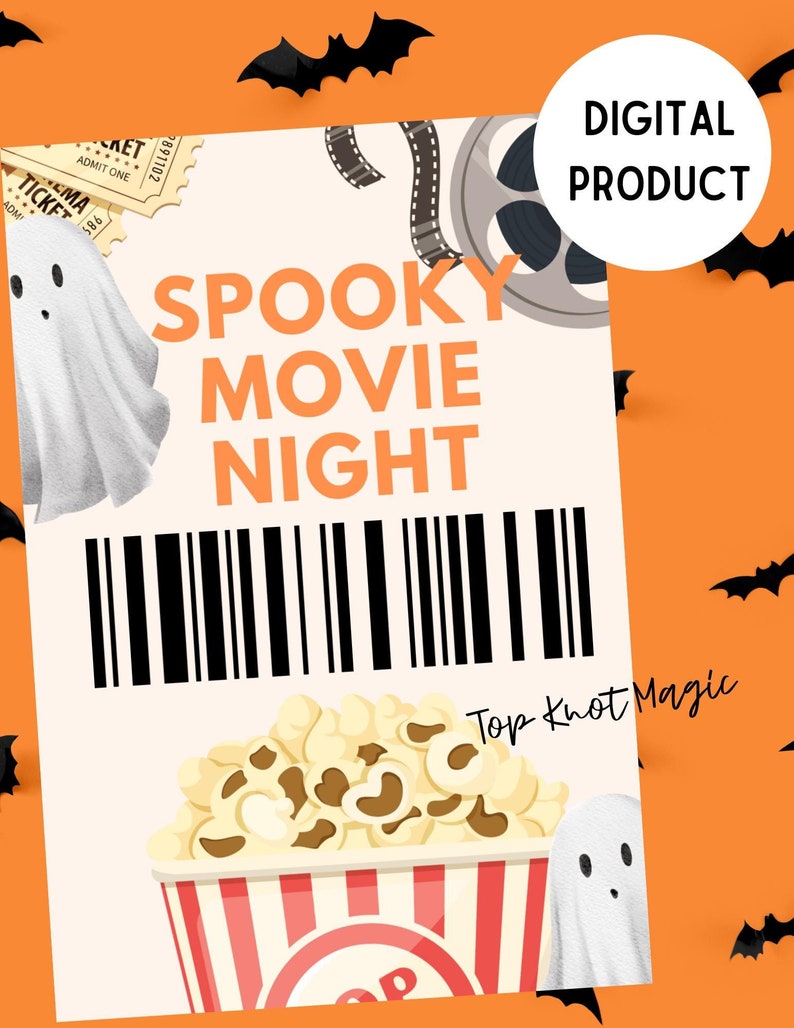 Printable Spooky Movie Night Tickets, Halloween Movie Night, Halloween ...