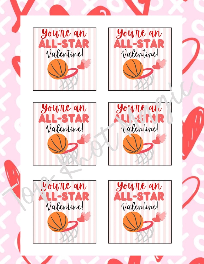 Printable You Are an All-star Basketball Valentine's Day Card, Kids ...