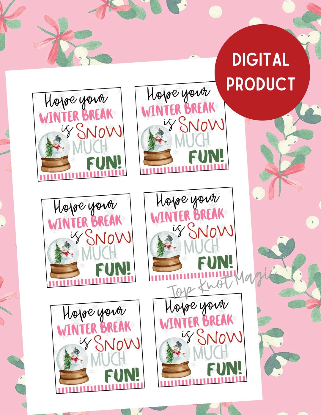 Hope Your Winter Break is Snow Much Fun Printable Gift Tag From Teacher ...