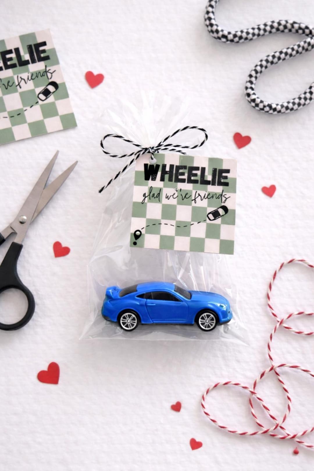 Toy Car Valentine Printable Gift Tag, Wheelie Glad We’re Friends Kids ...