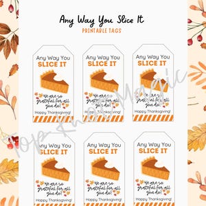 Thanksgiving Pie Gift Tag Printable Fall Teacher Staff Coworker ...