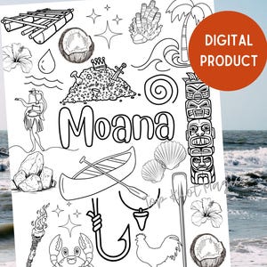 Moana Inspired Instant Download Coloring Page, Birthday Party Activity ...