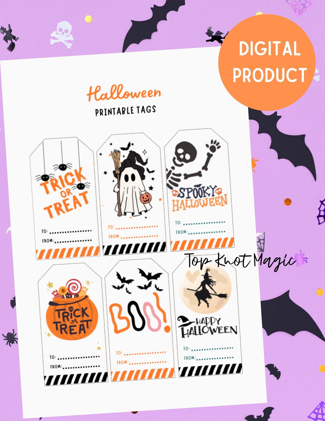 Halloween Favor Tags, Boo Halloween Tags, Halloween Trick or Treat ...