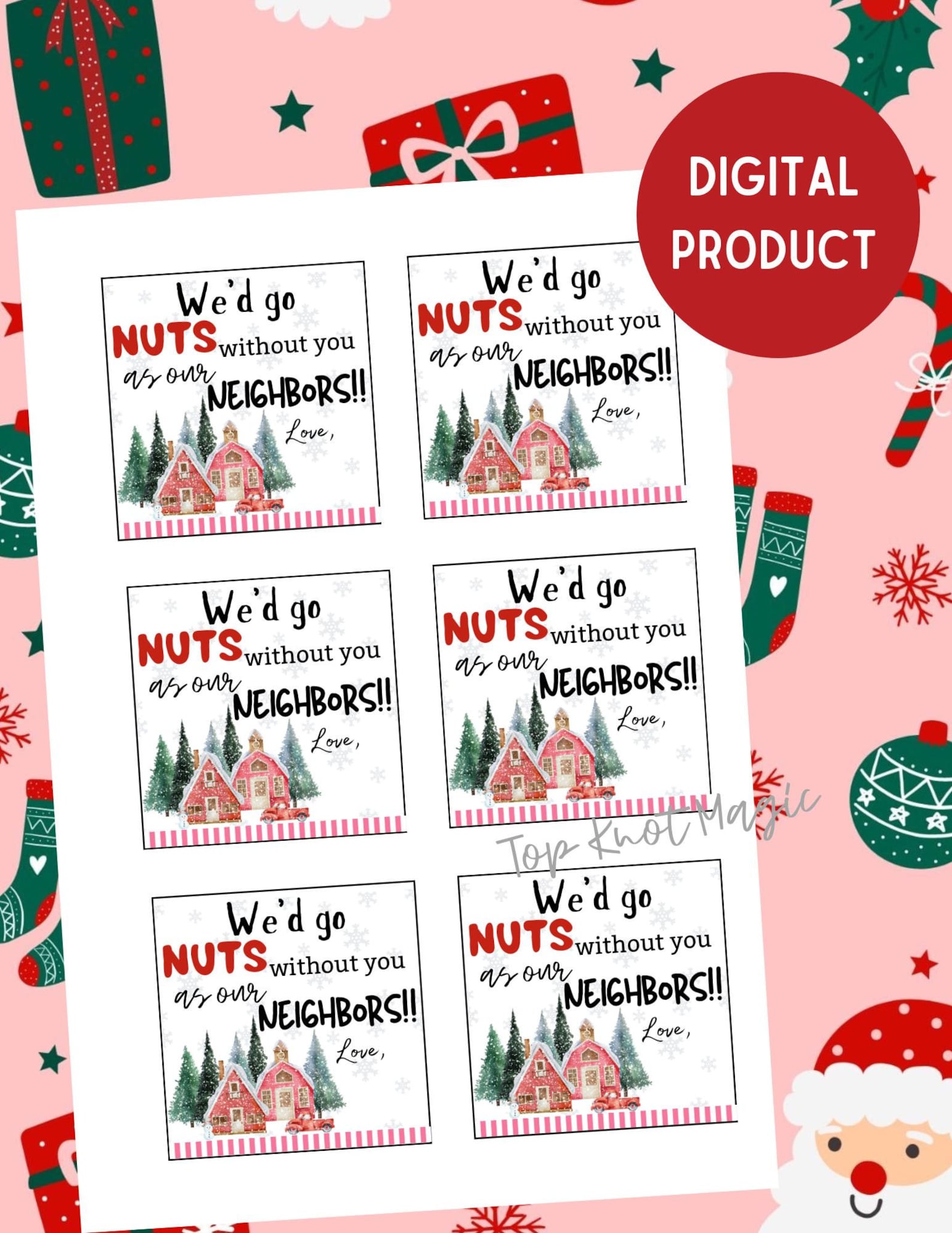 Christmas Nuts Gift Tag, Go Nuts Without You Tag, Neighbor Christmas ...