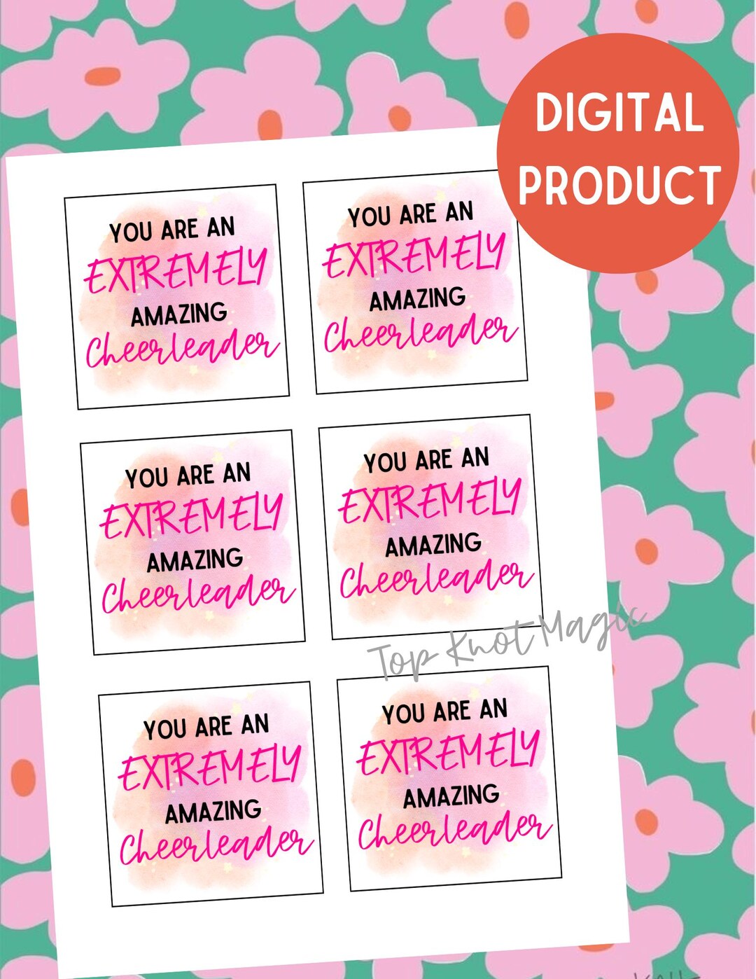 Cheer Star Printable Gift Tags, Team Good Luck Tag, Cheerleading ...