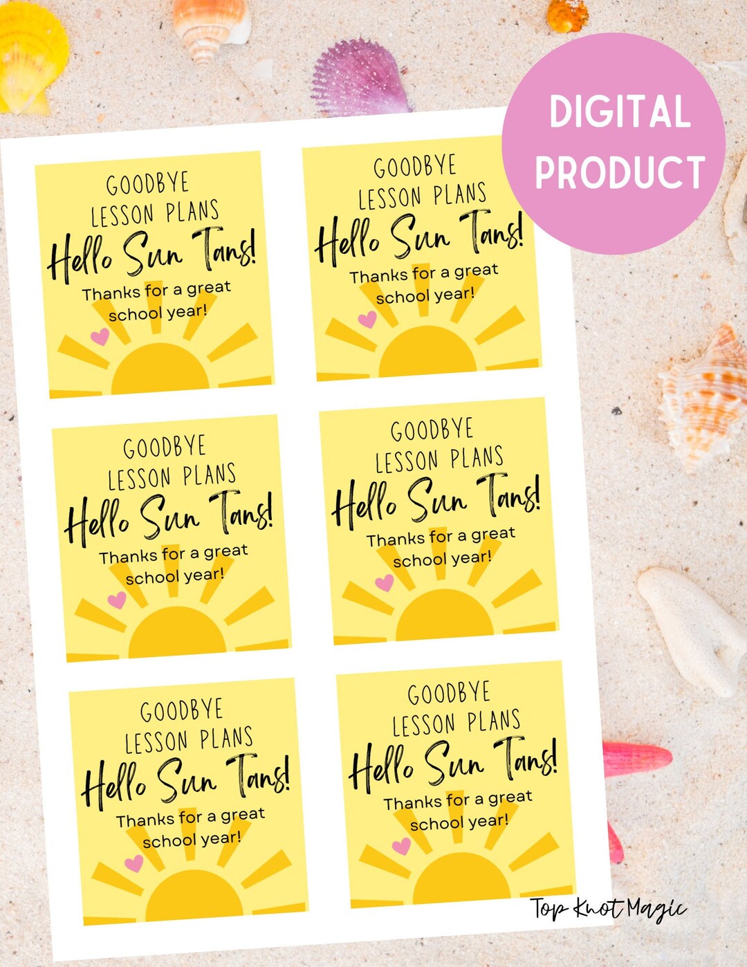 Summer Teacher Appreciation Gift Tag Template, Editable Sunshine Thank ...