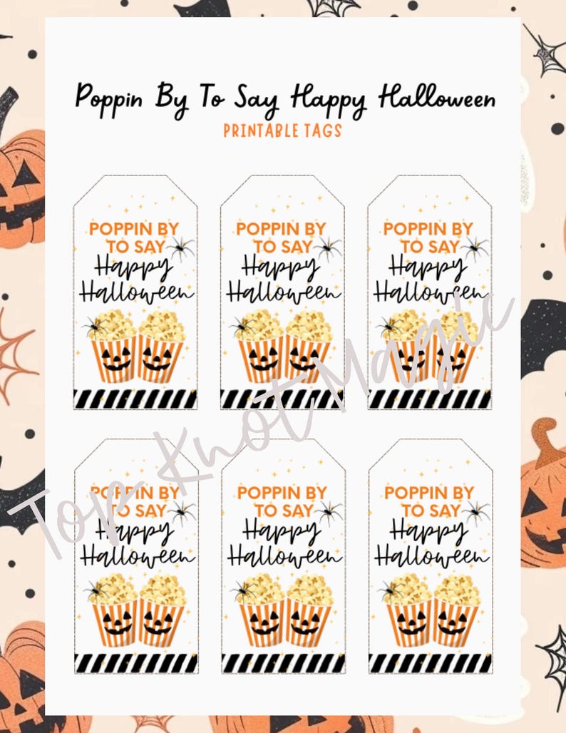Poppin' by to Say Happy Halloween, Instant Download Halloween Popcorn ...