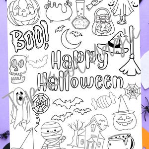 Halloween Coloring Page for Kids, Halloween Party, Spooky Coloring ...