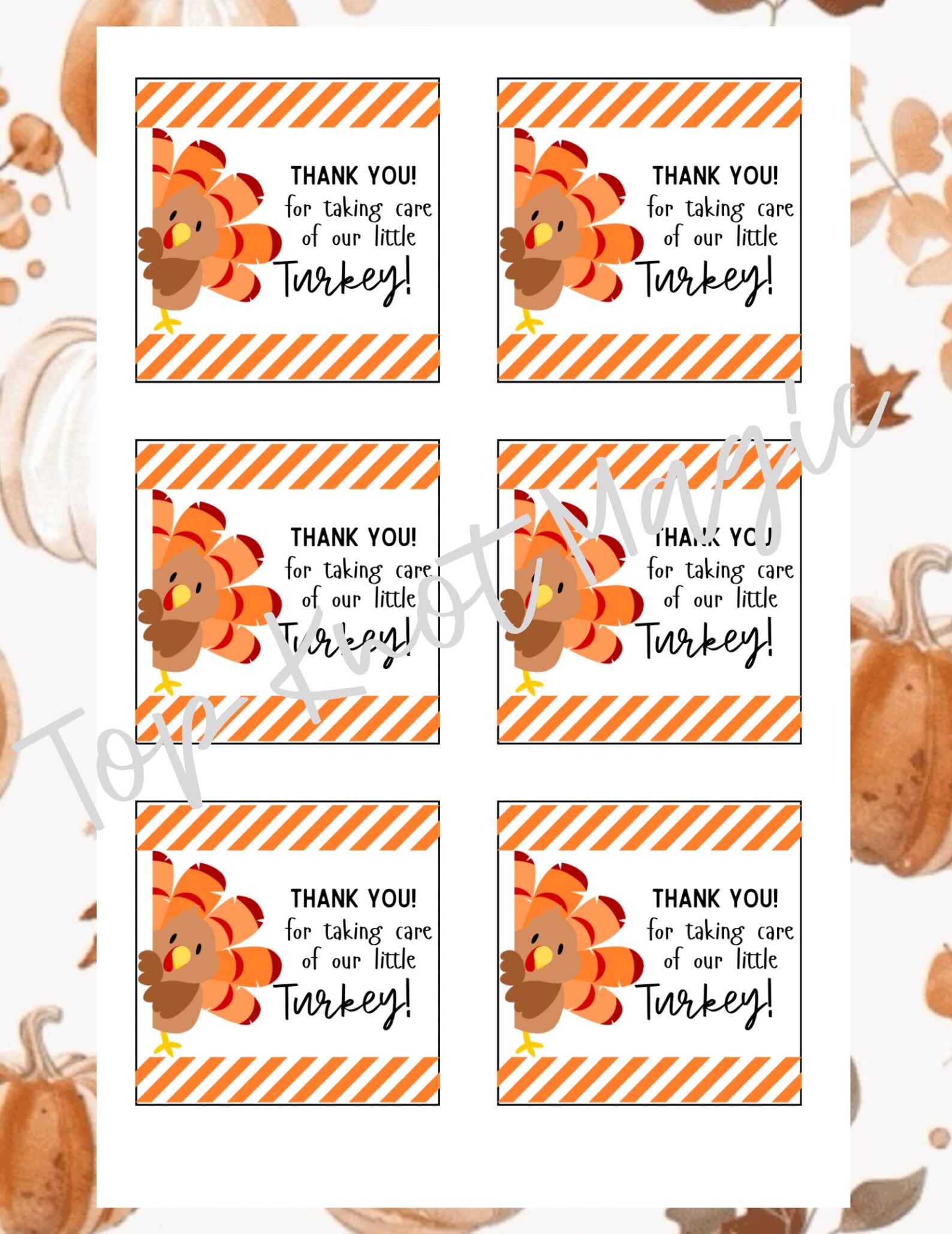 Thanks for All You Do for Our Little Turkey, Thanksgiving Gift Tag ...