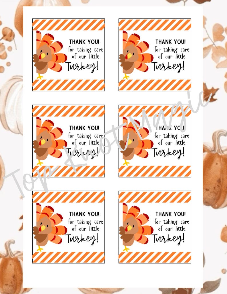 Thanks for All You Do for Our Little Turkey, Thanksgiving Gift Tag ...