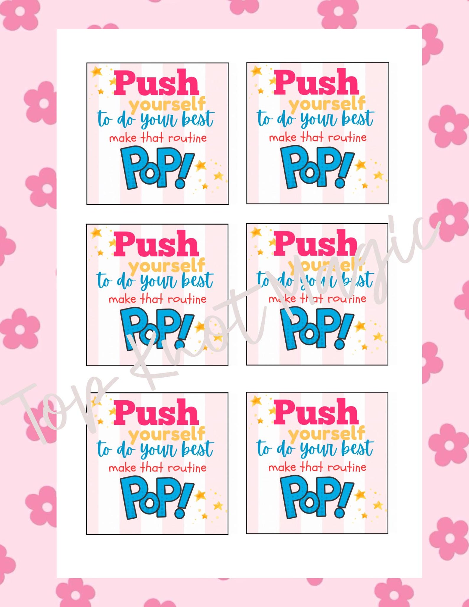 Push Yourself Make That Routine Pop Printable Gift Tags, Cheer Good ...