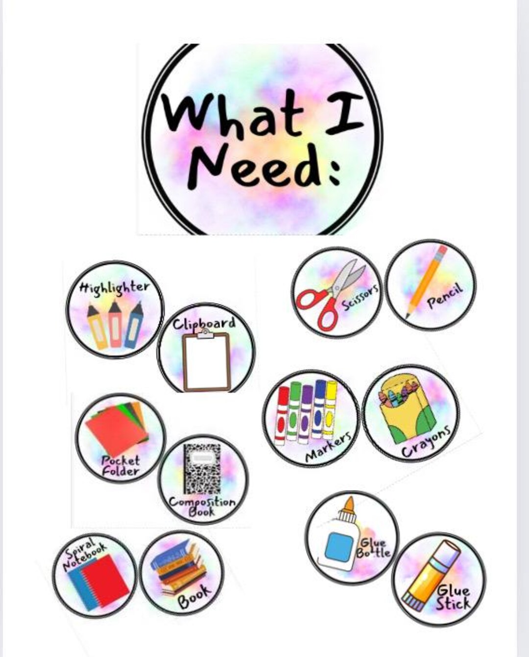What I Need Classroom Signs, Supply Cards, Visual Supplies Cards ...