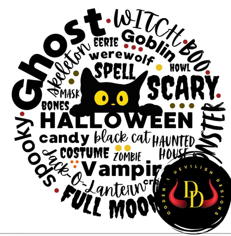 Halloween Subway Art, Halloween Words, October, Fall, Cute, Black Cat ...