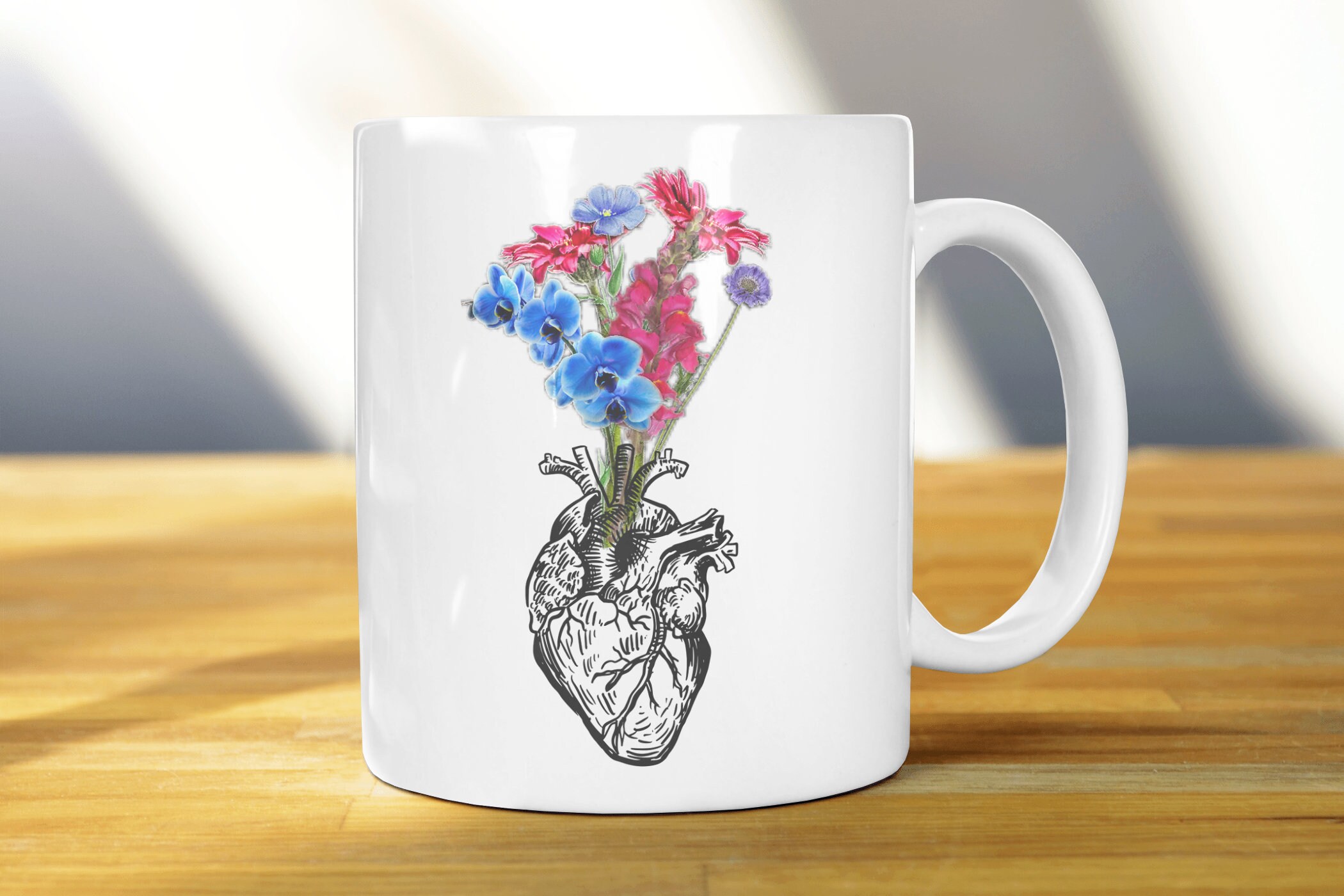Human Heart and Flowers Sublimation, Human Heart, Anatomy, Sublimation ...