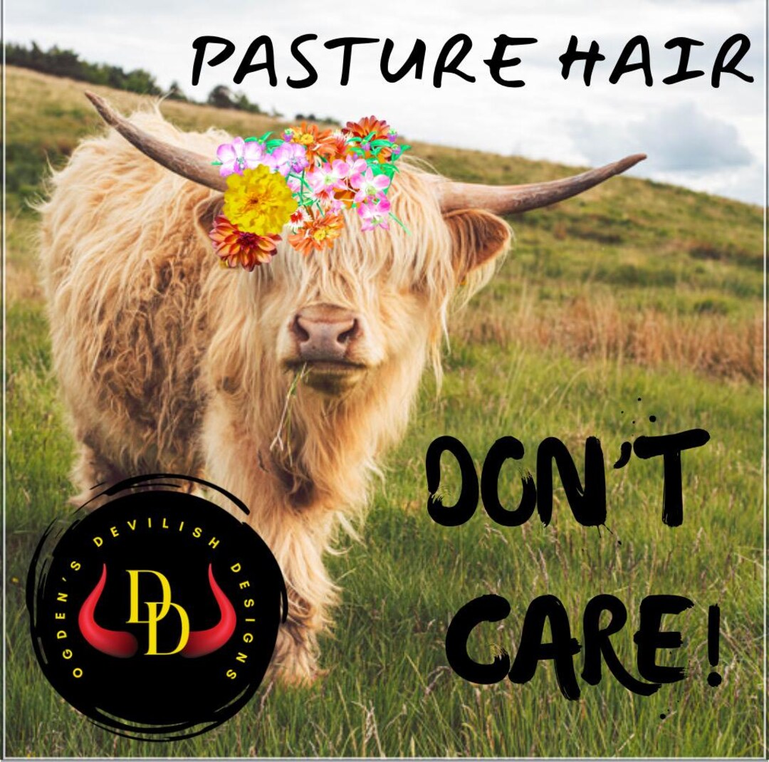 Pasture Hair Highland Cow SVG: Floral Crown, Hairy Cow Sublimation ...