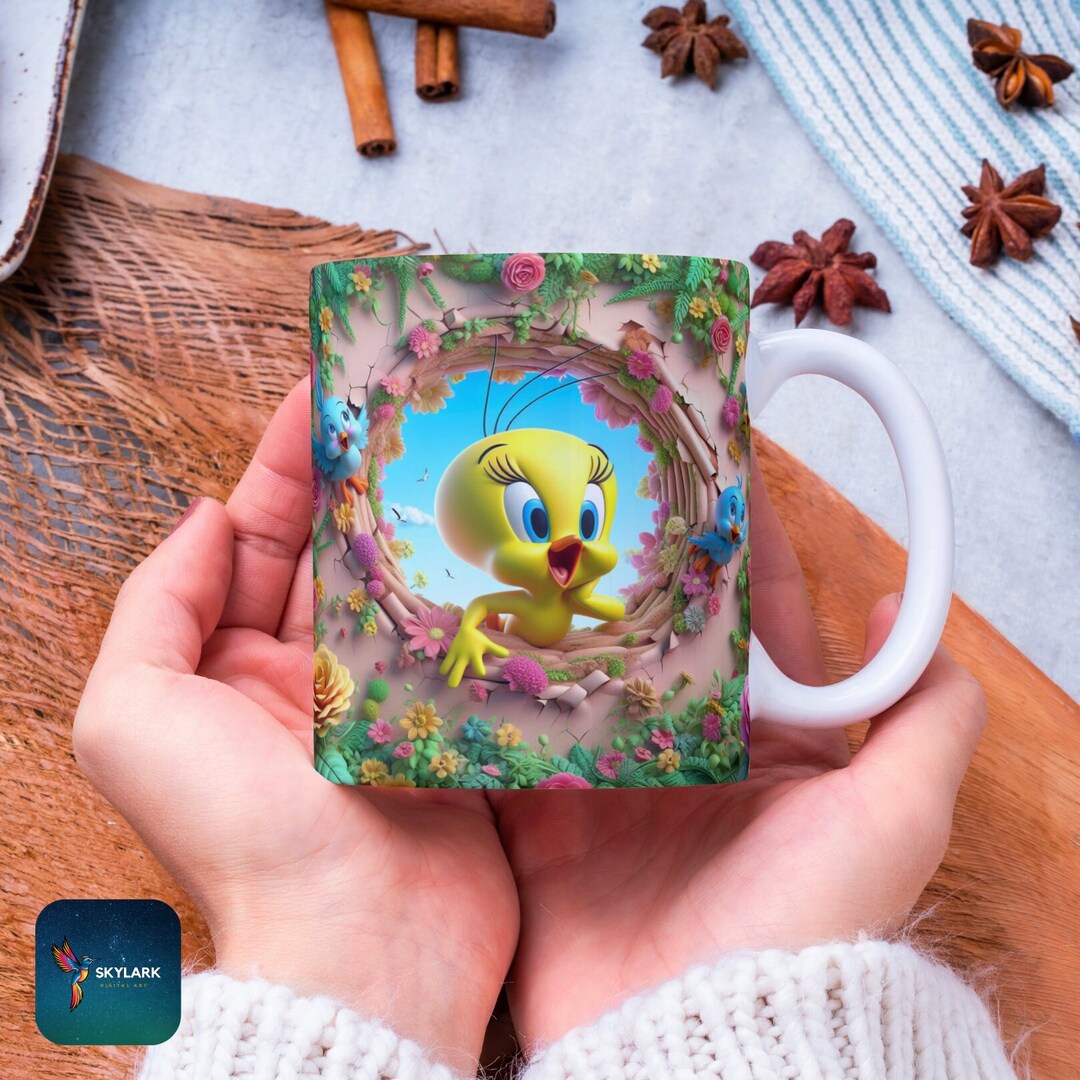 3D Yellow Bird Mug Wrap,cartoons Digital Mug Wrap Template,instant ...