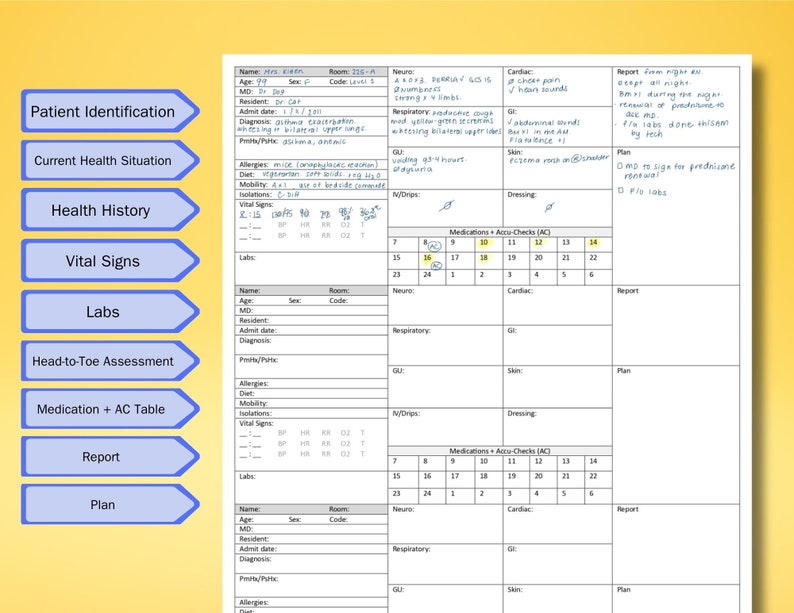 Nurse Report Sheet Bundle, Nurse Sheet Templates - Etsy