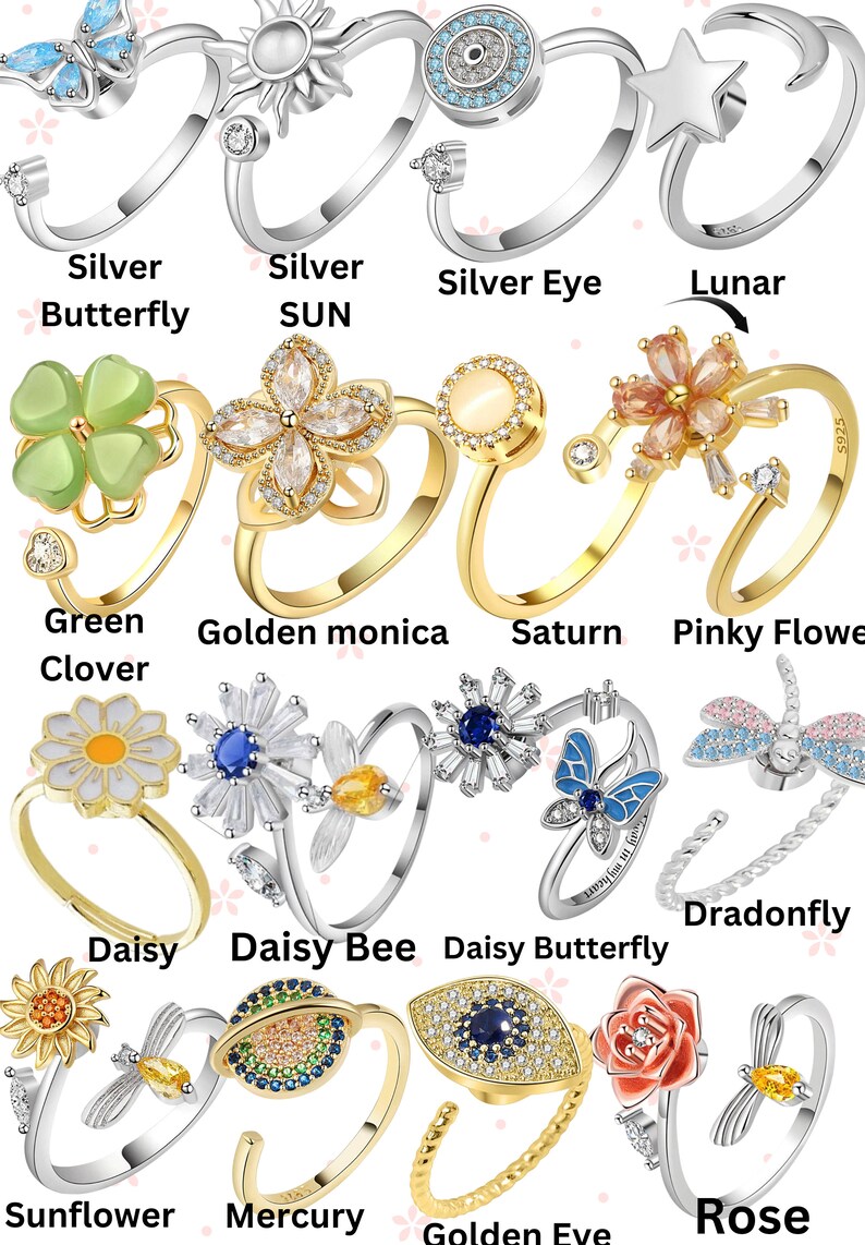 Anxiety Spinner Ring, Fidget Ring, Worry Ring, Gold Spinner Ring ...