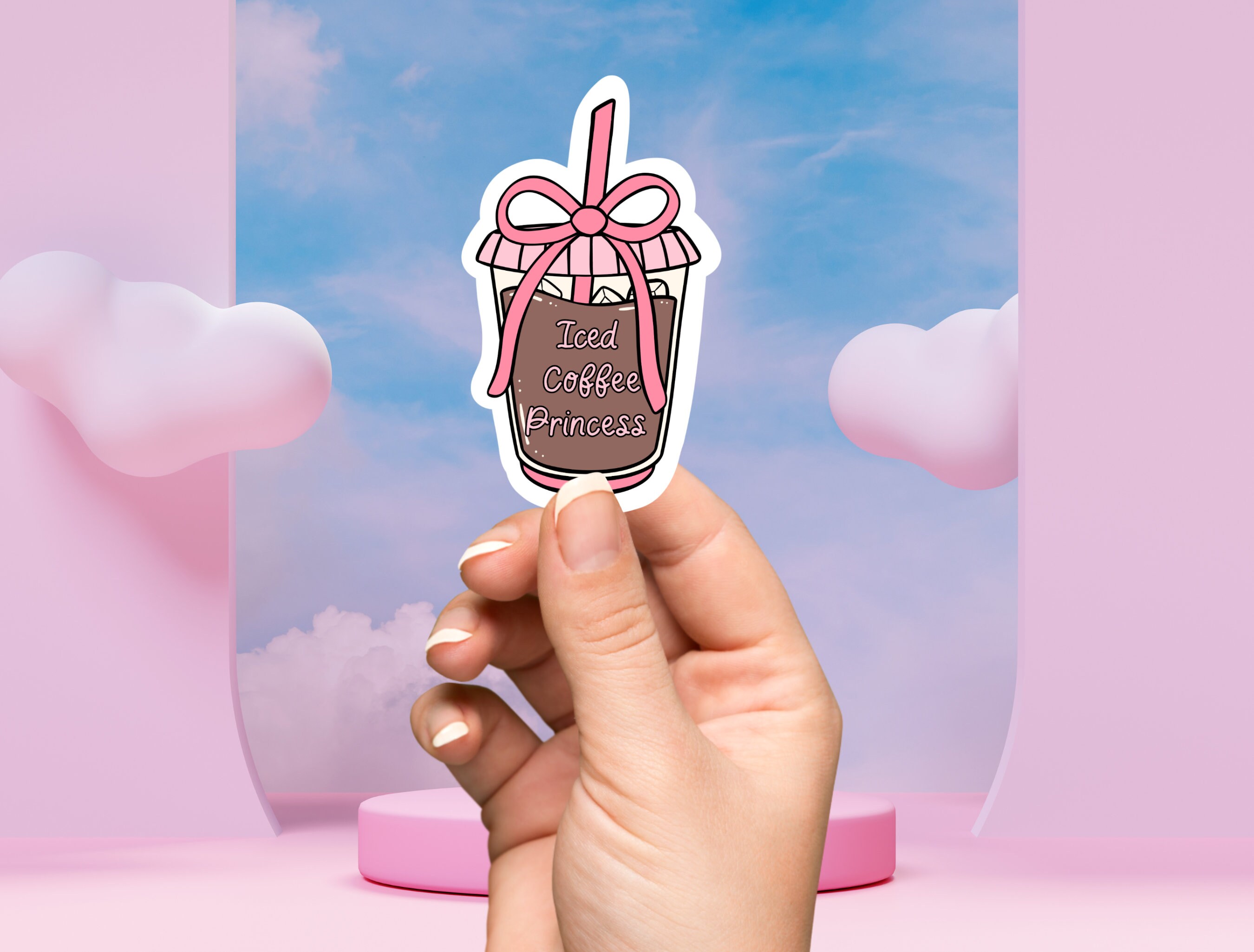 Iced Coffee Princess PNG Digital Design for Stickers Sublimation ...