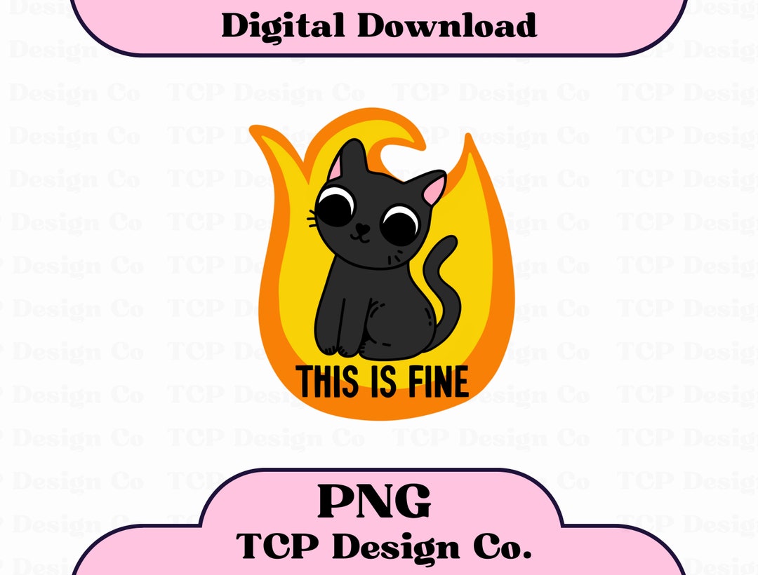 This is Fine Fire Cat PNG Digital Design for Stickers Sublimation ...