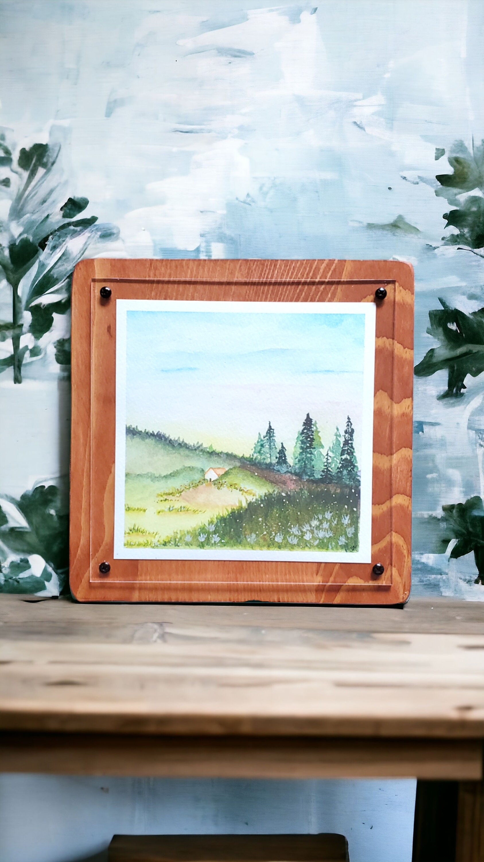 Custom Wooden Square Frames Multiple Colors With 6x6 Inch Watercolor ...