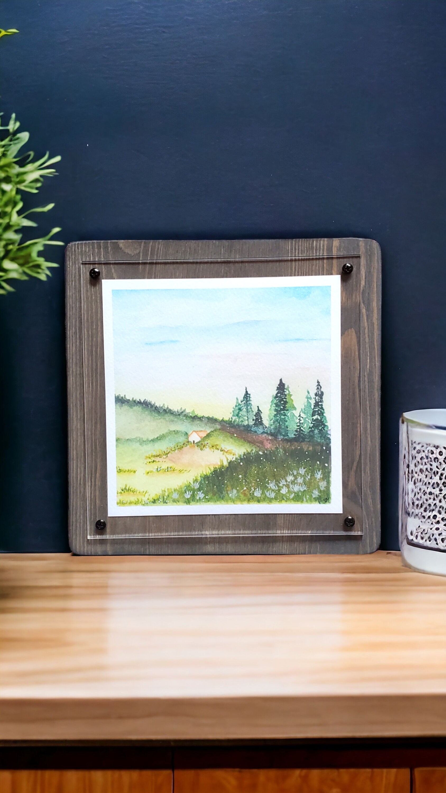 Custom Wooden Square Frames Multiple Colors With 6x6 Inch Watercolor ...