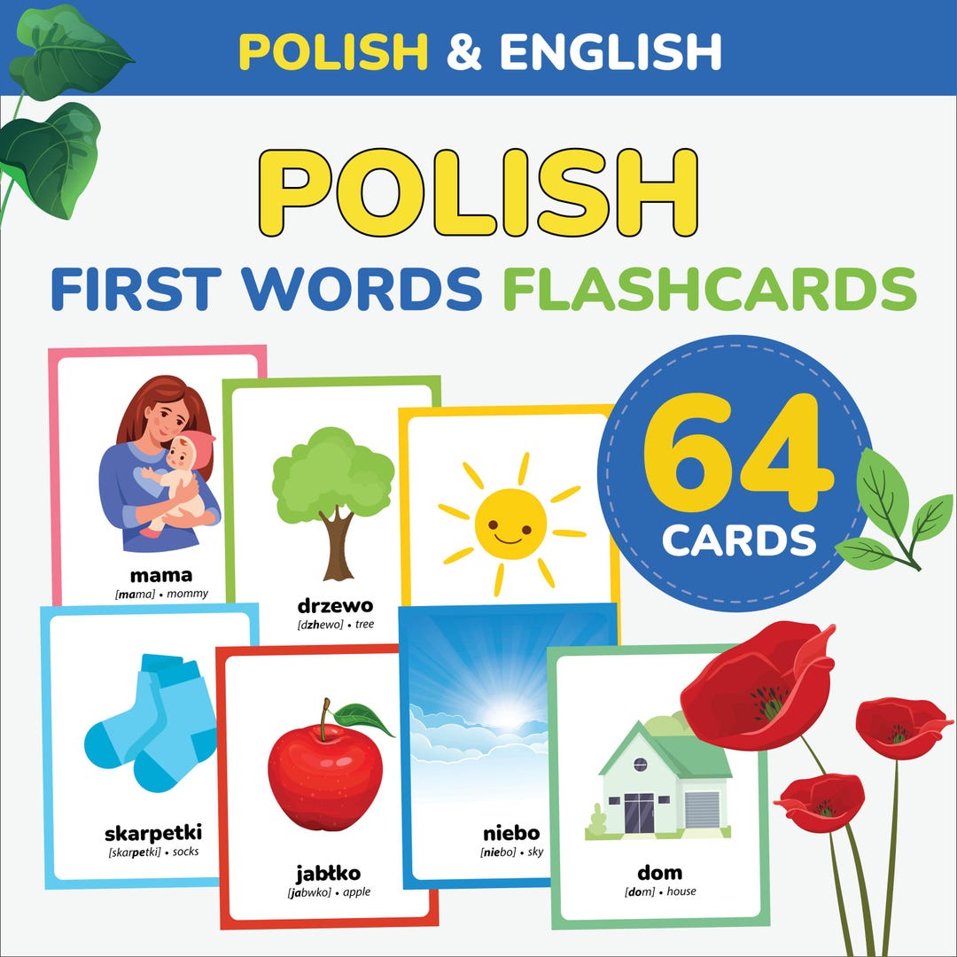 Polish First Words Flashcards Learn Polish Language Polish Vocabulary ...