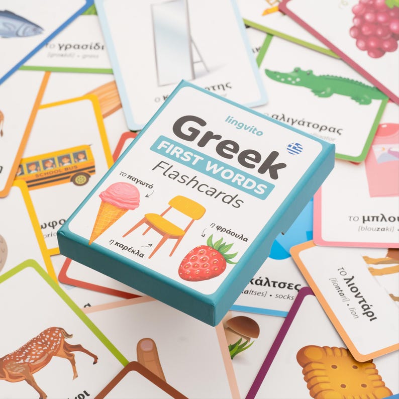 PRINTED Greek Flashcards Greek Language Learning Greece Vocabulary ...