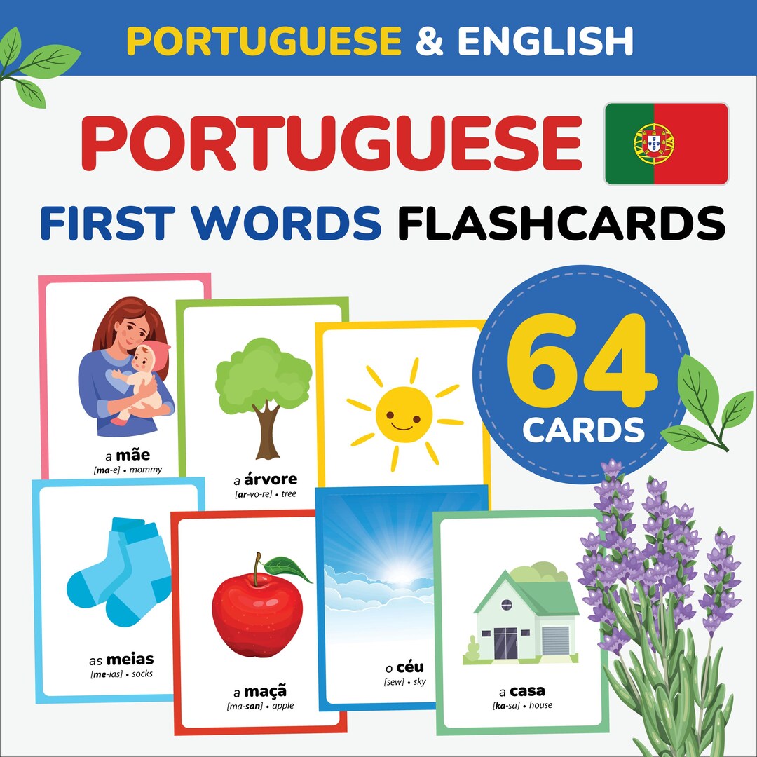 Portuguese First Words Flashcards Learn Portuguese Language Portuguese ...