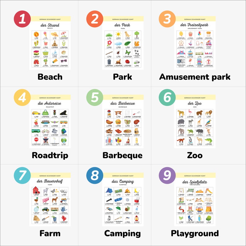German Summer Scavenger Hunt Game Learn German Kids German Education ...