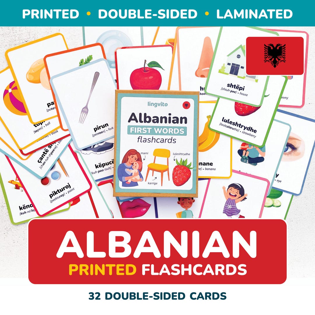 PRINTED Albanian Flashcards First Words Albanian Language Learn ...