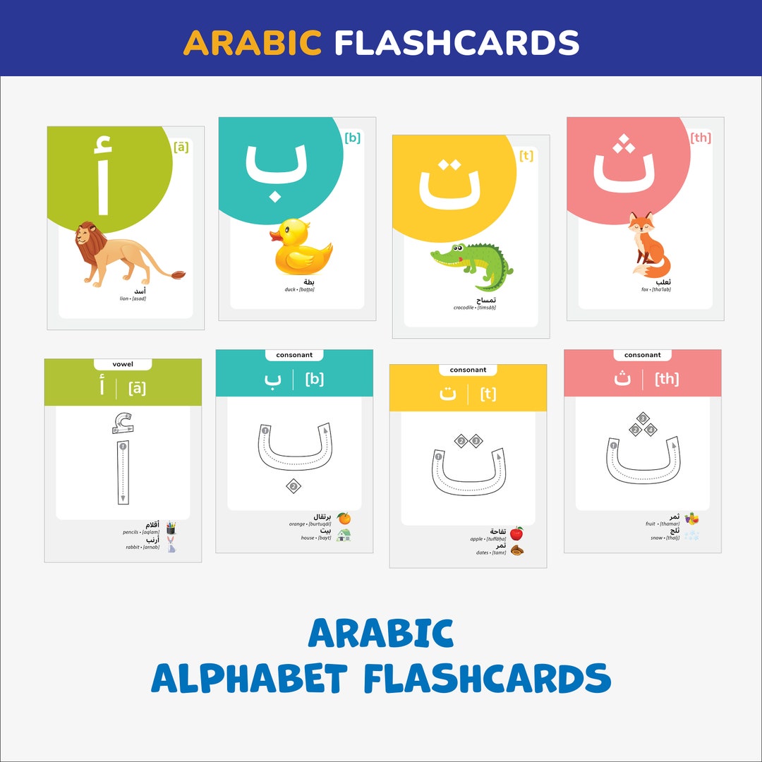 Arabic Alphabet Flashcards Tracing Arabic Letters Arabic Language ...