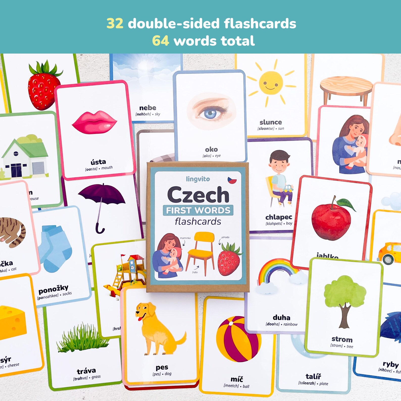 PRINTED Czech Flashcards First Words Czech Language Learn Czech Baby ...